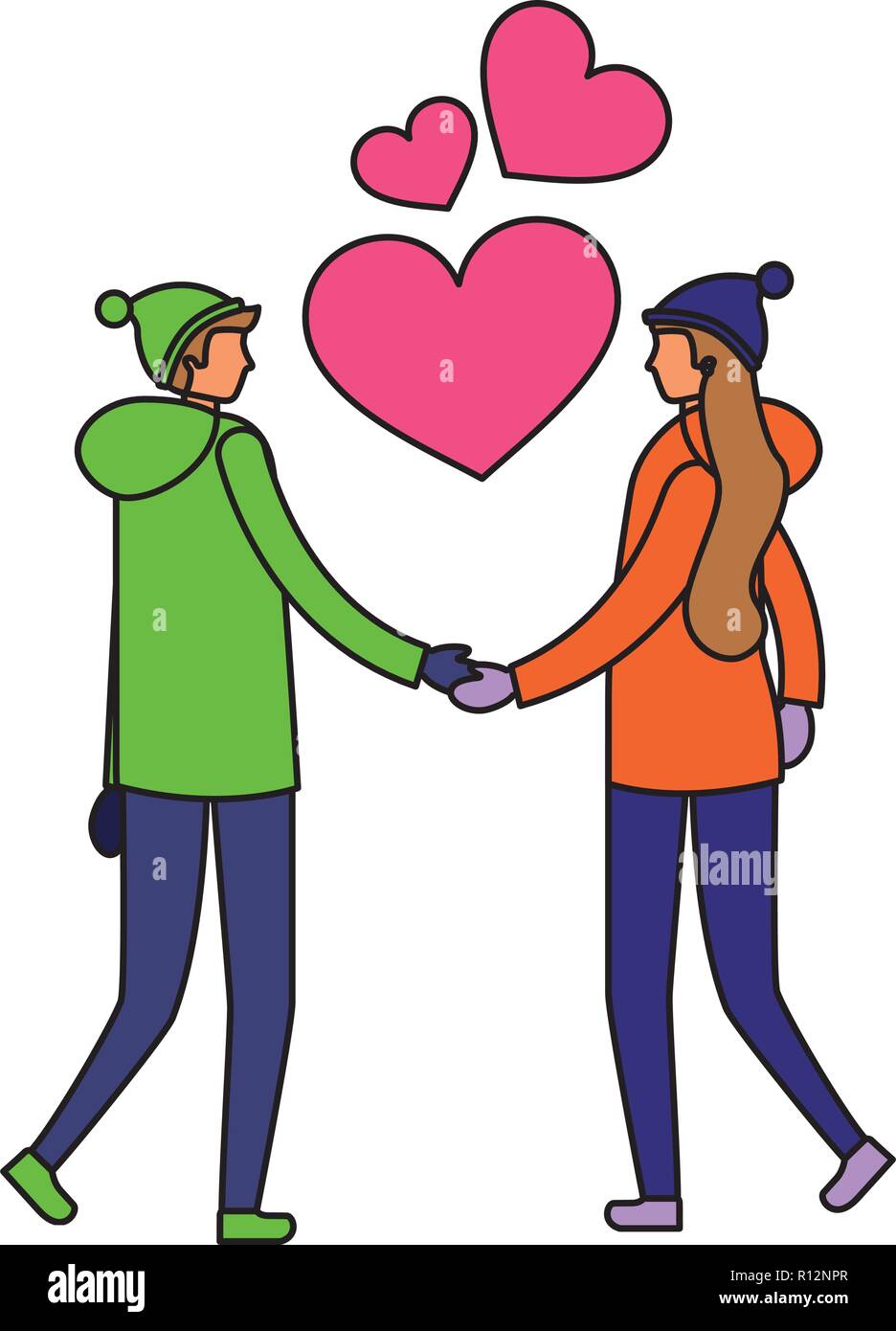 couple holding hands romantic love vector illustration Stock Vector ...