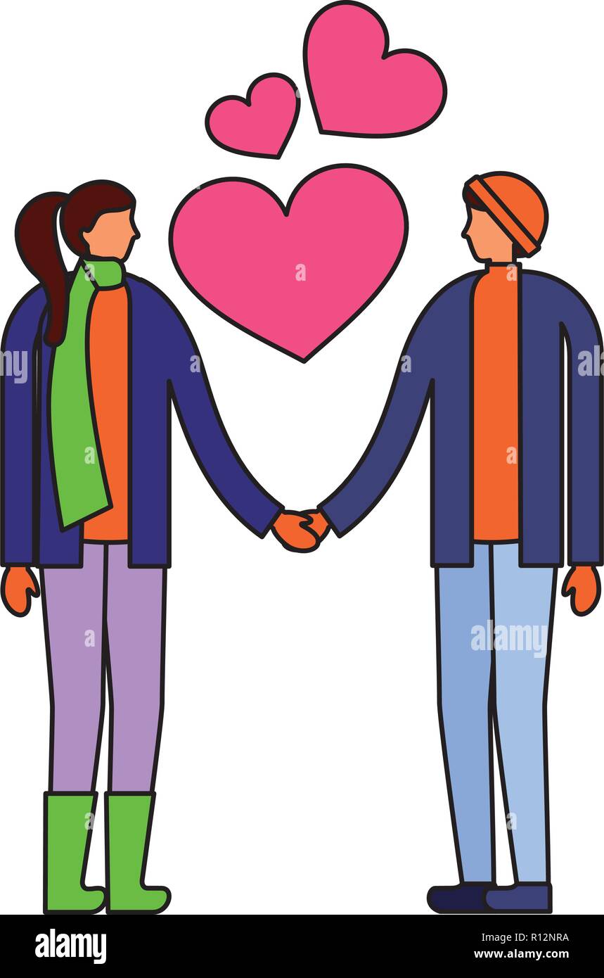 couple holding hands romantic love vector illustration Stock Vector ...