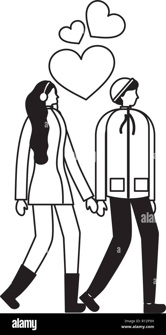 couple holding hands romantic love vector illustration Stock Vector ...