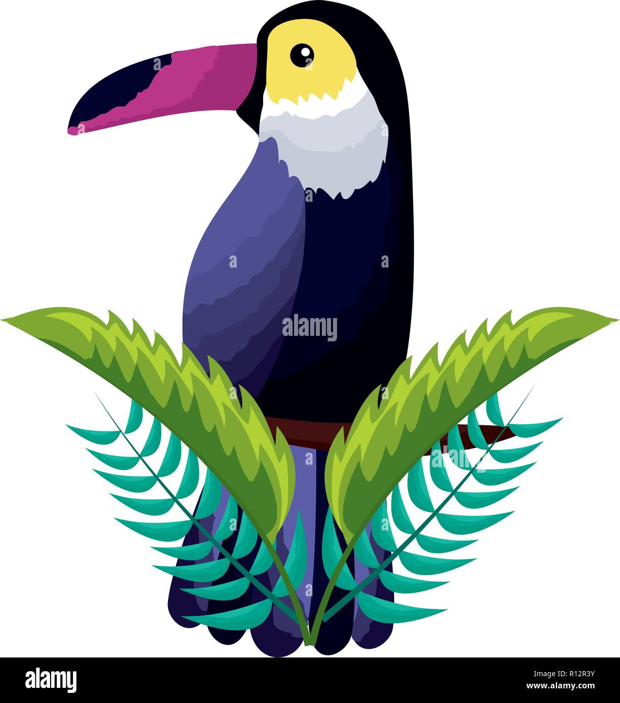 exotic toucan bird leaves tropical vector illustration Stock Vector ...
