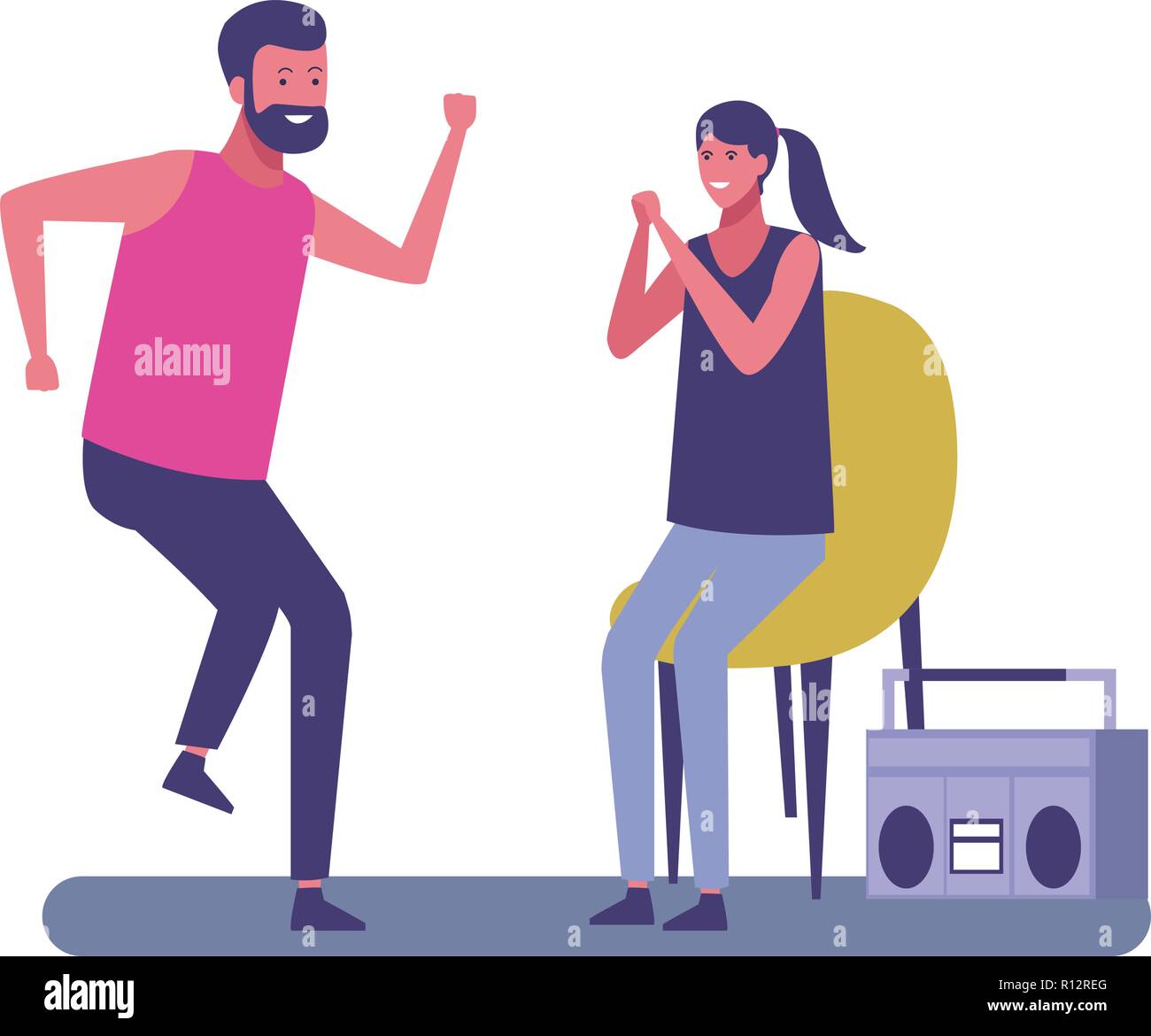 Diverse group dancing outdoors Stock Vector Images - Alamy