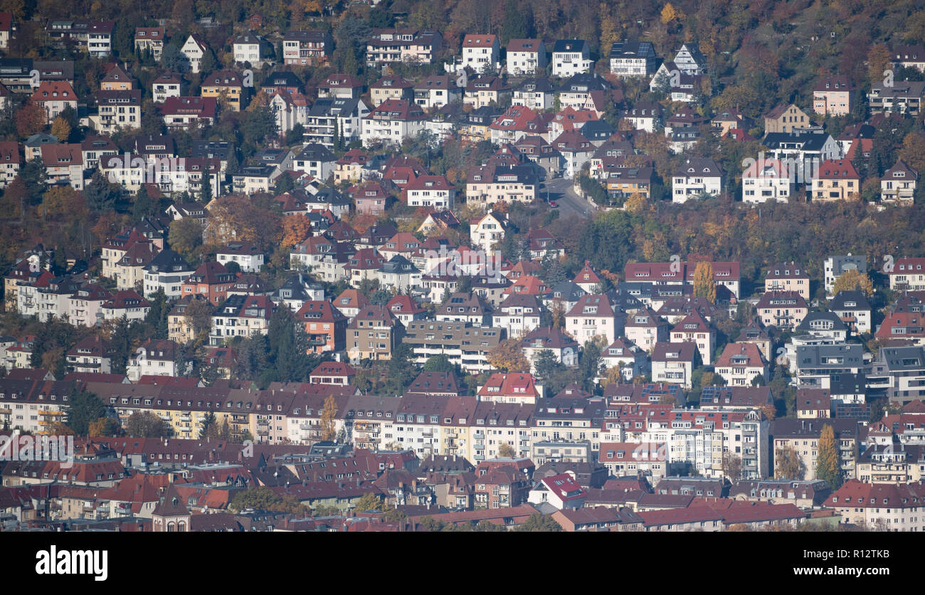 Stuttgart, Germany. 07th Nov, 2018. View from the television tower onto ...