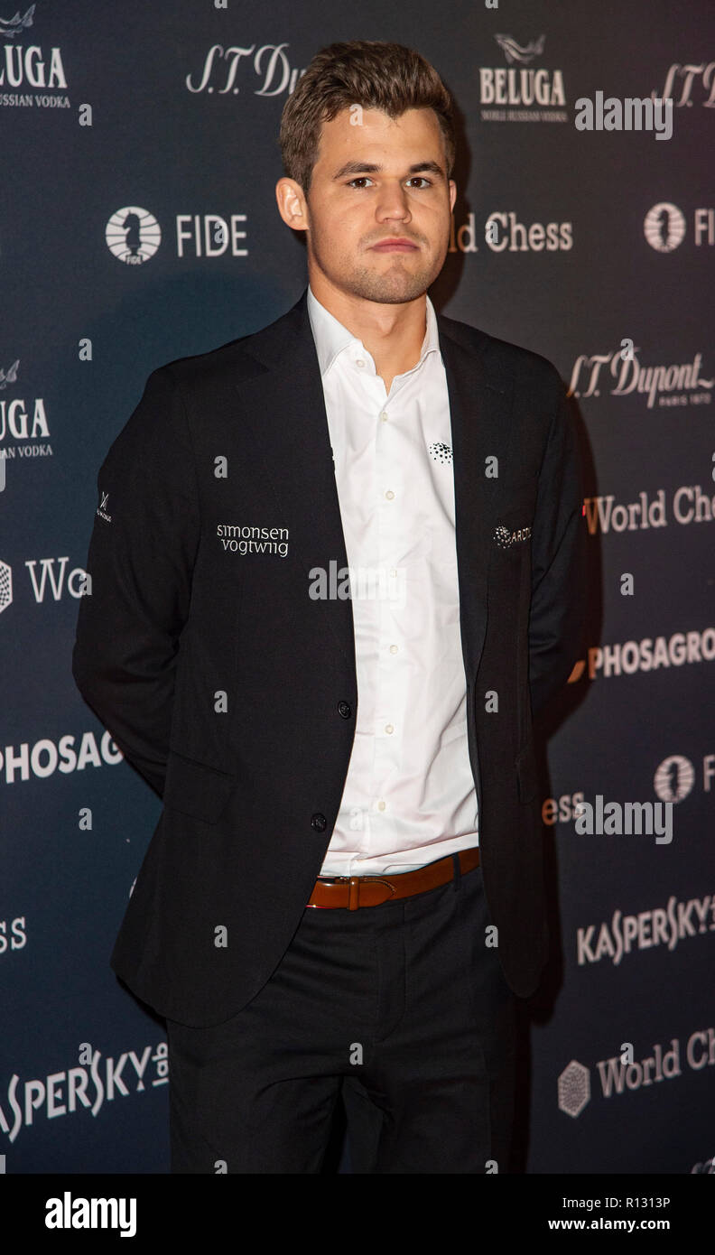 London, UK. 8th November, 2018. Magnus Carlsen attends the FIDE World ...