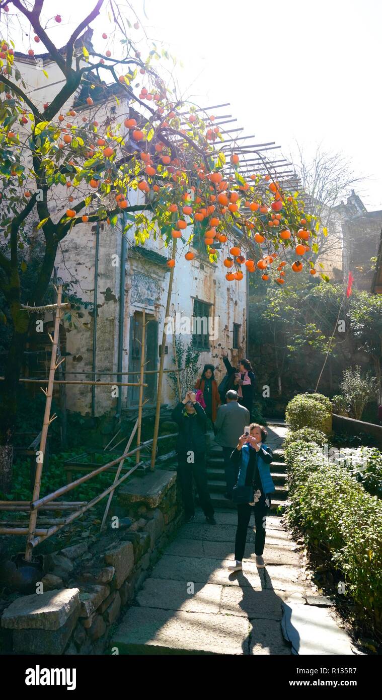 Wuyuan, China's Jiangxi Province. 9th Nov, 2018. Tourists go ...