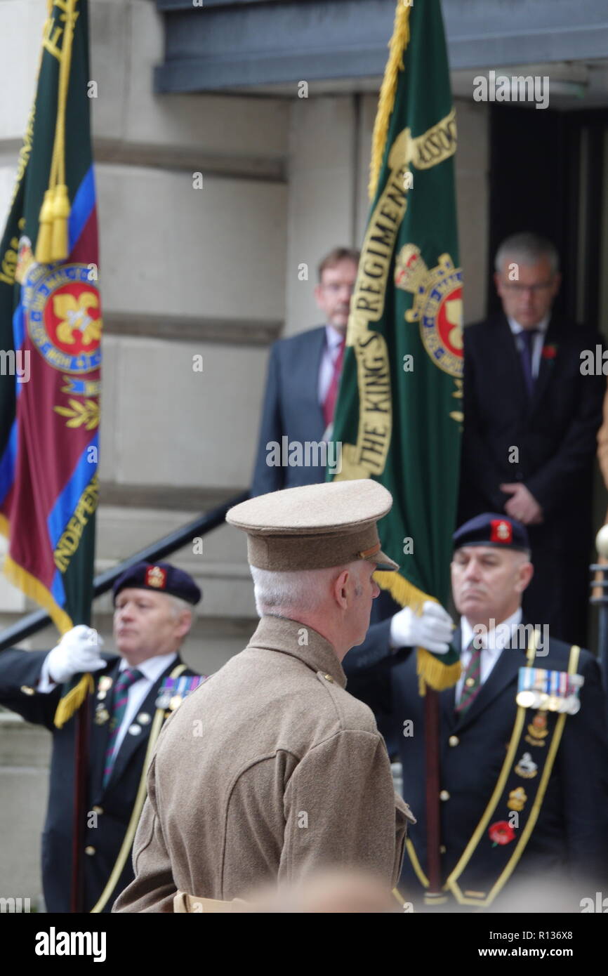 Liverpool, UK. 9th November 2018. Remembrace service at Cotton Exchange ...