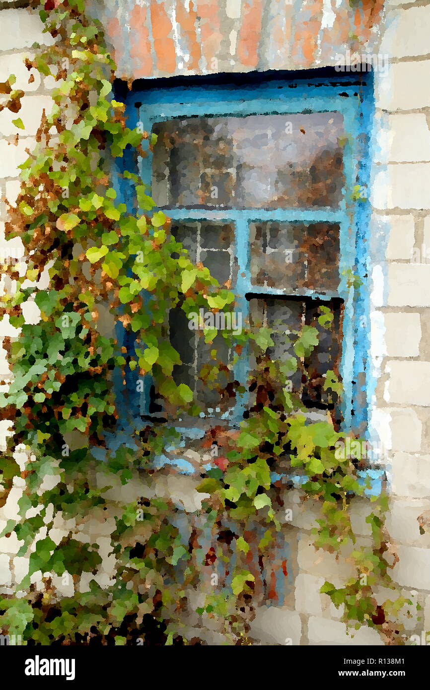 Oil painting. Window Stock Photo - Alamy