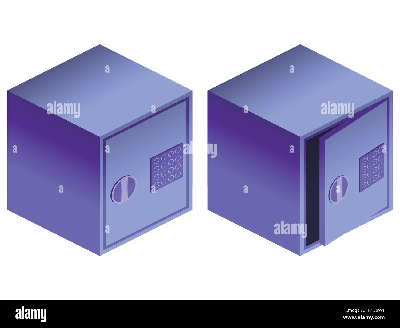 Safe boxes isometric 3d icons. Isolated on white background. Electronic ...
