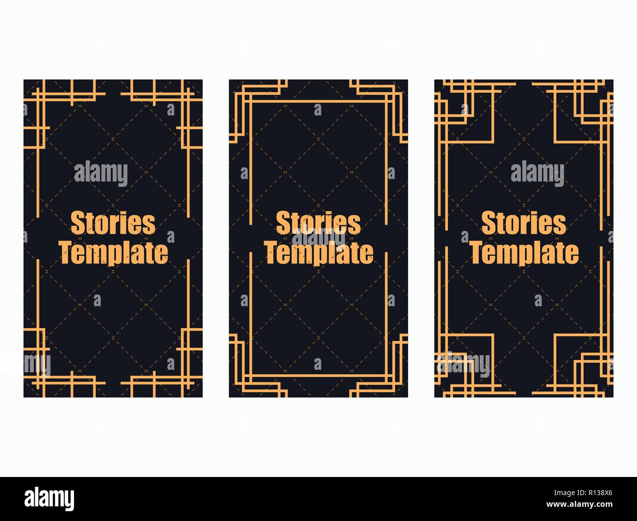 Stories template art deco style. Vintage linear border. Style of the ...
