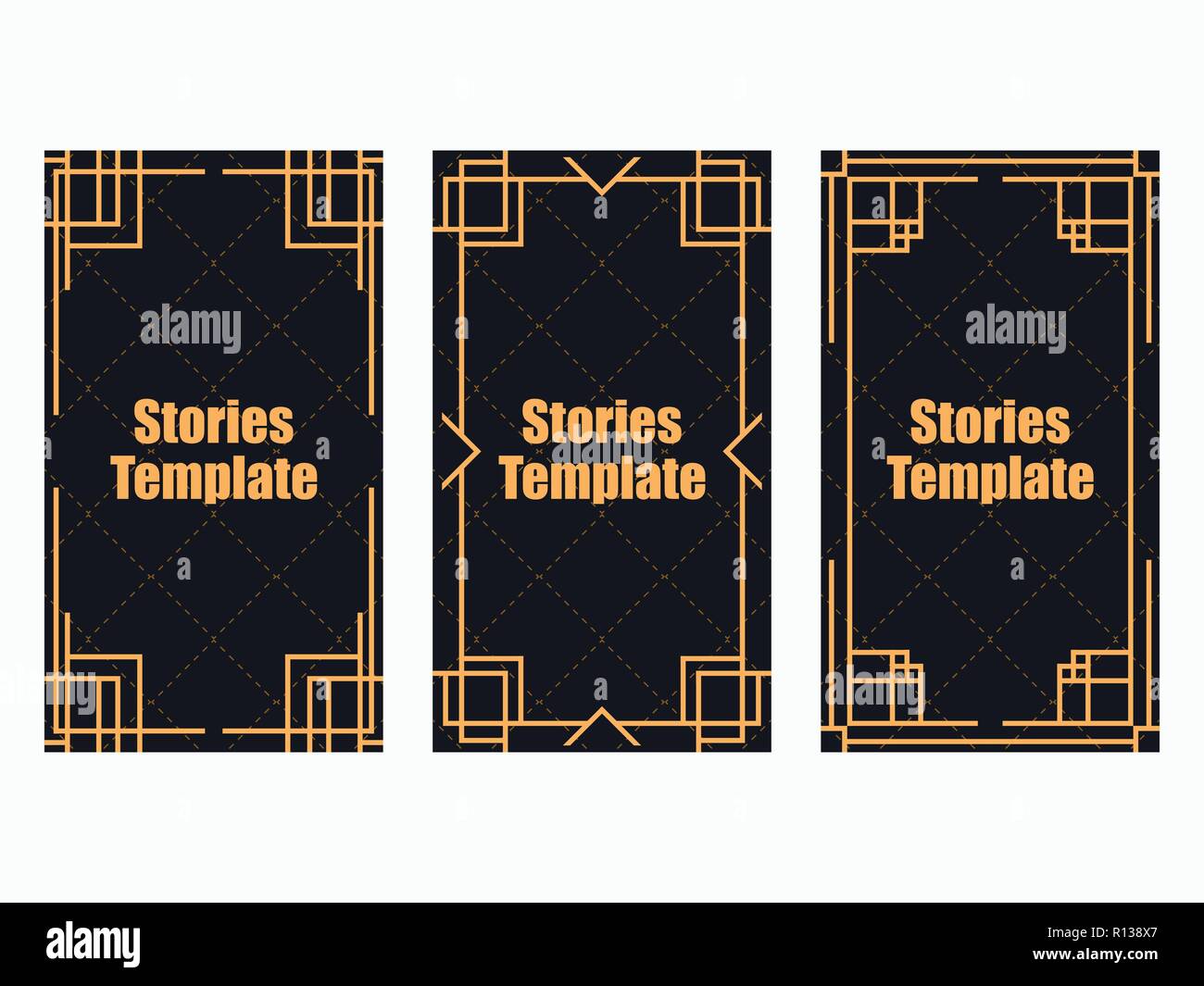 Stories template art deco style. Vintage linear border. Style of the ...