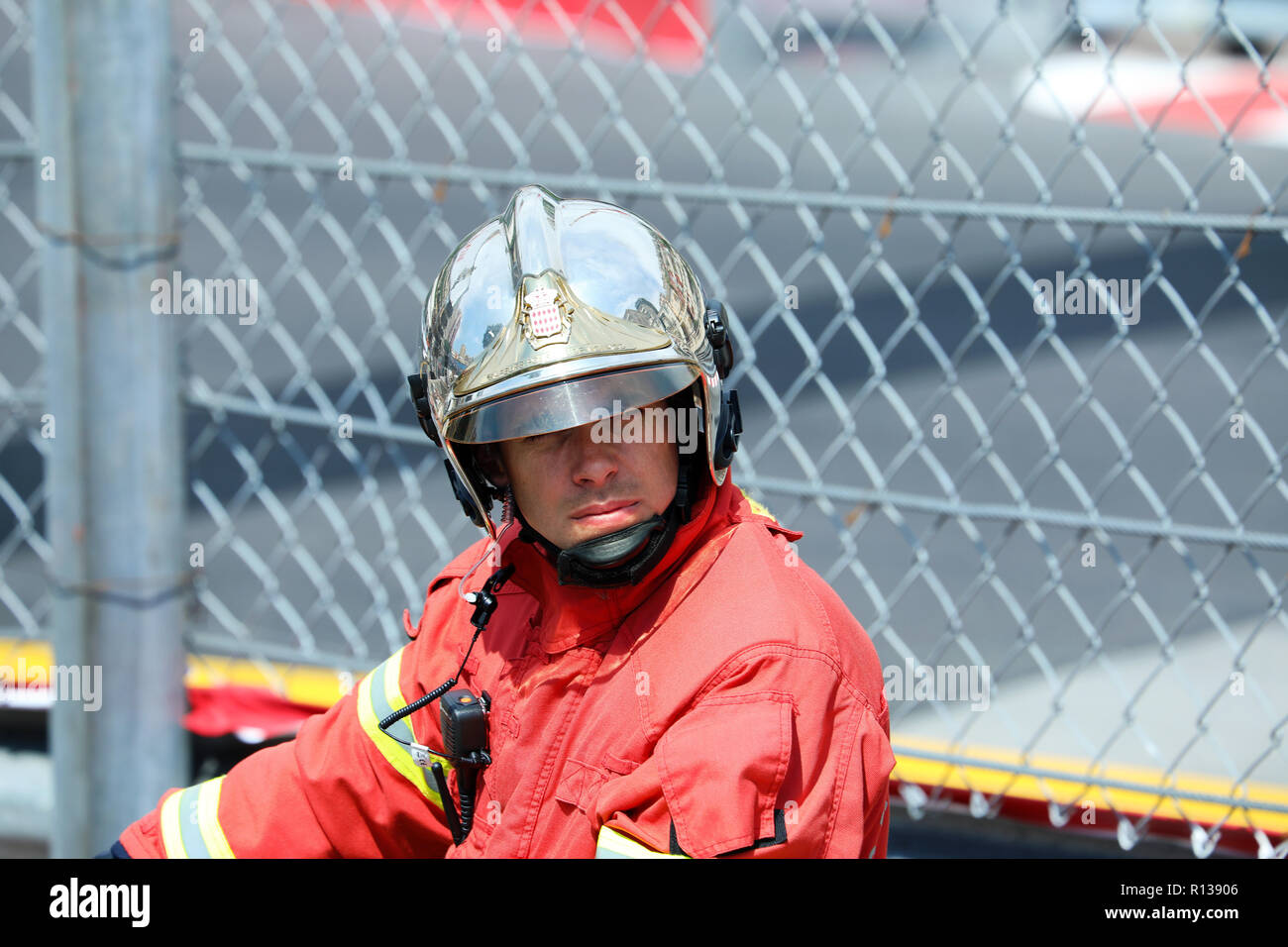 Monte-Carlo, Monaco - May 24 2018: Portrait Of Firefighter Wearing ...