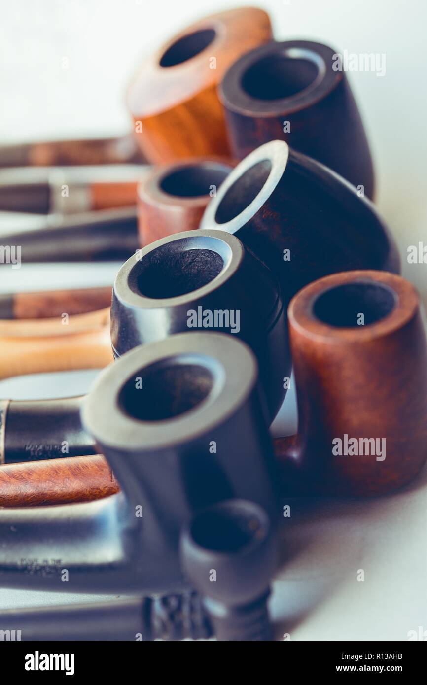 vintage collection of tobacco pipes Stock Photo - Alamy
