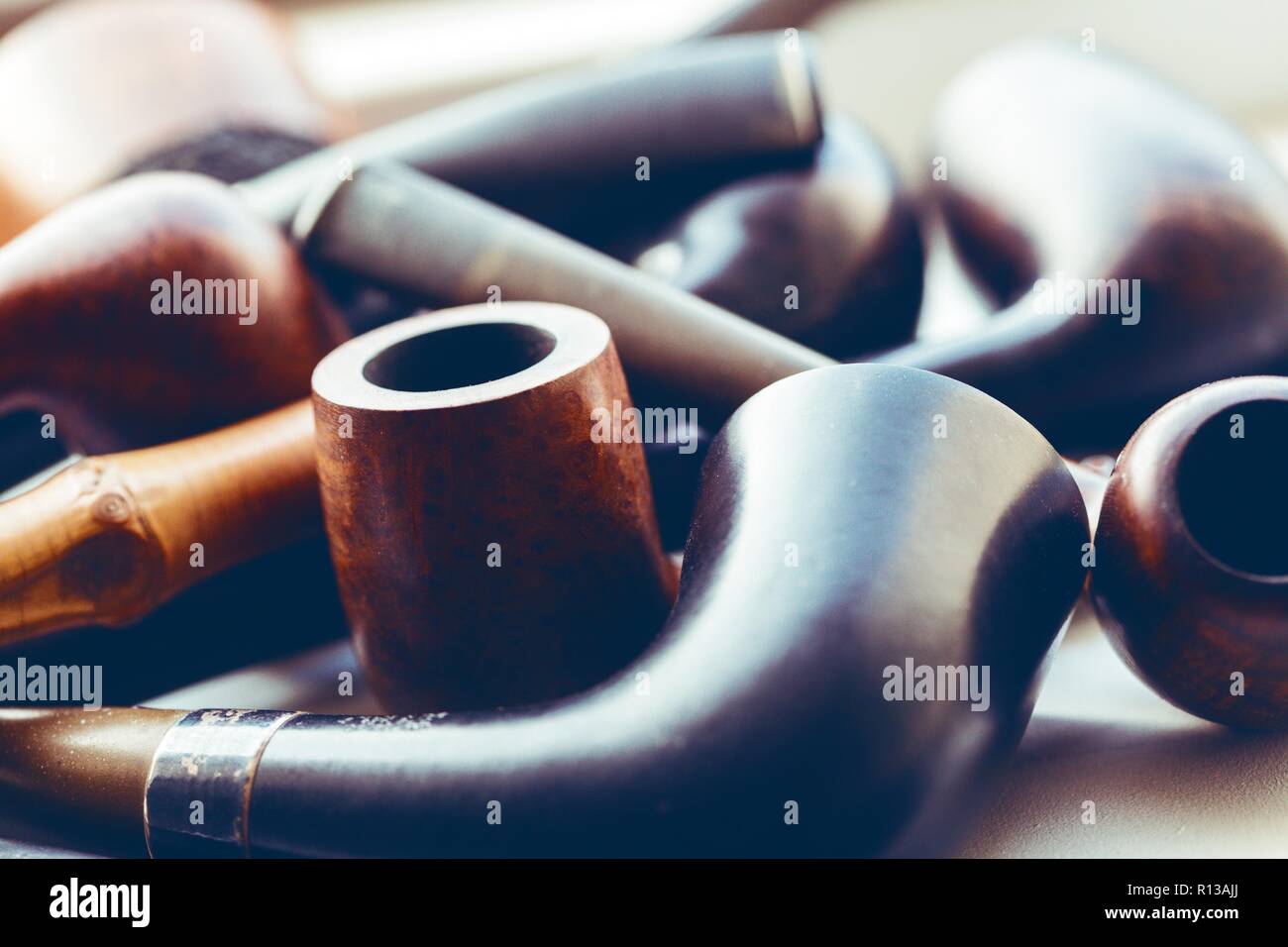 vintage collection of tobacco pipes Stock Photo - Alamy