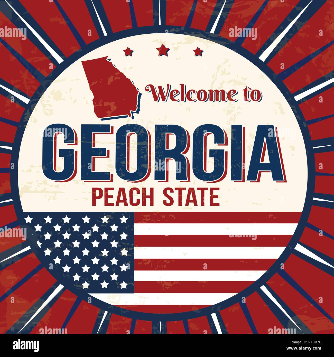 Welcome to Georgia vintage grunge poster, vector illustrator Stock ...
