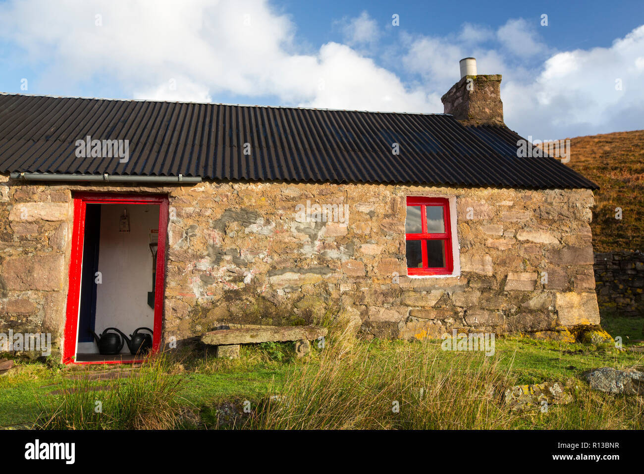Strathan Bothy in Strath Shinary Sutherland, Scotland, UK Stock Photo ...