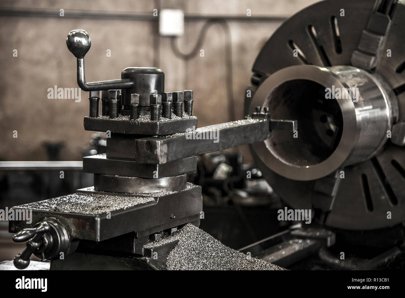 Industry lathe machine work Stock Photo - Alamy