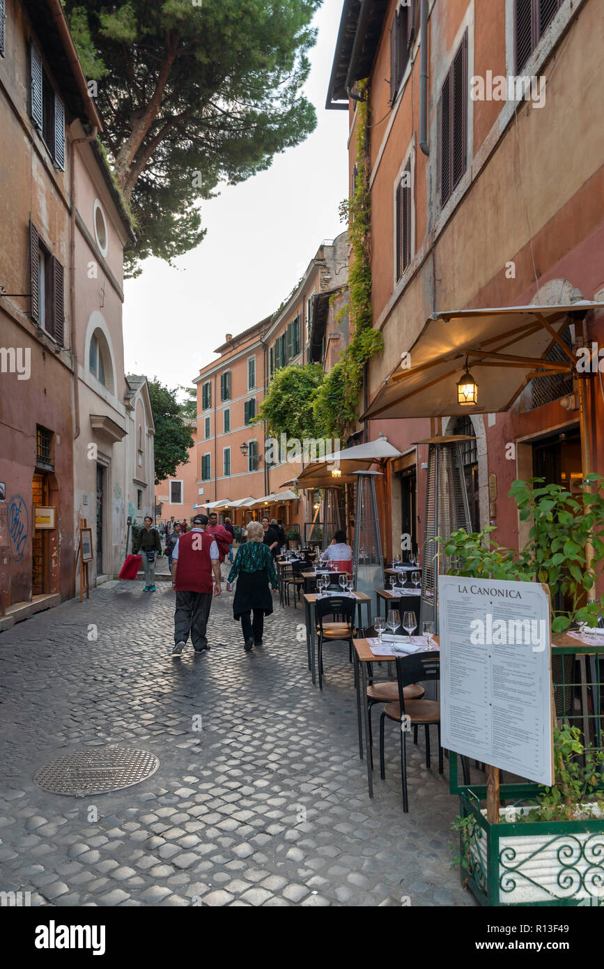 ROME, ITALY - OCTOBER 25, 2018: Colorful Trastevere is a funky ...