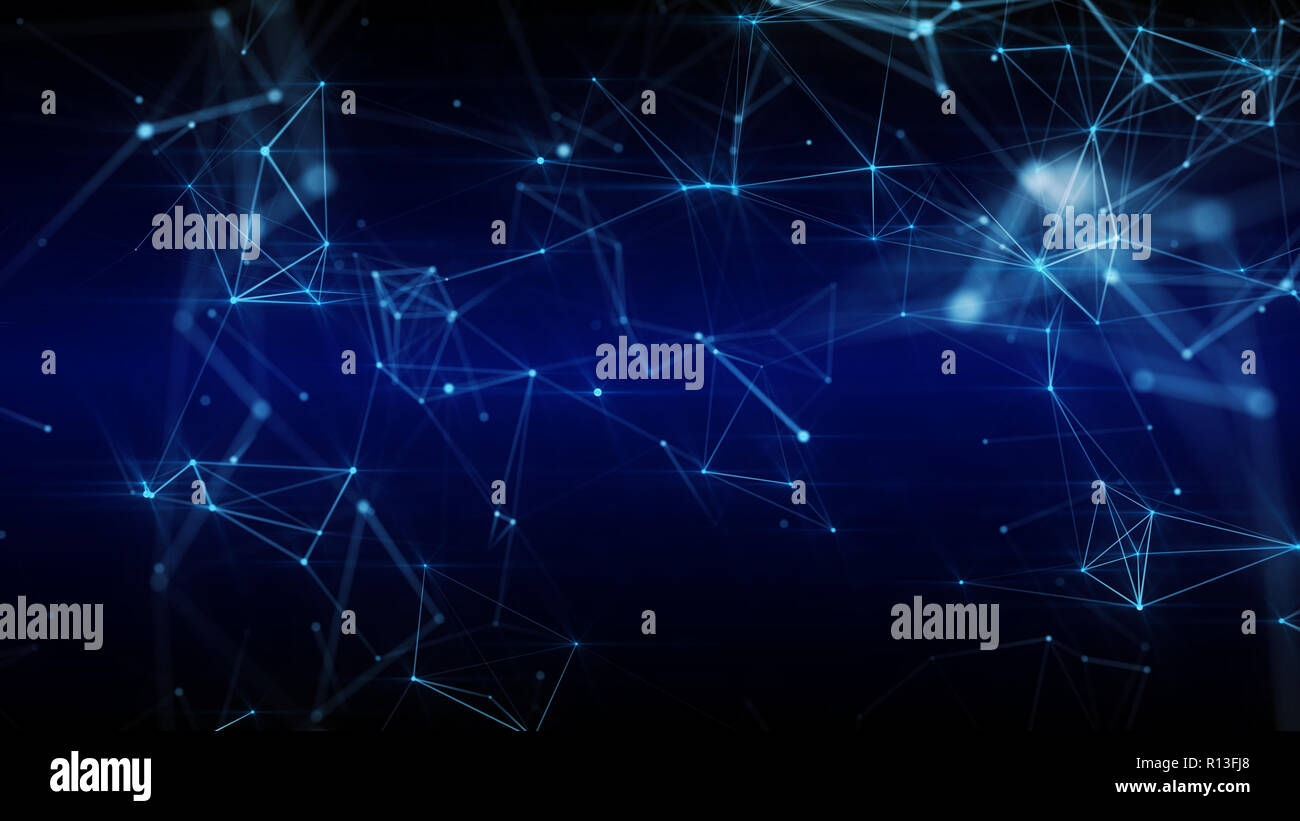 Abstract futuristic 3D illustration of bright blue surface with ...