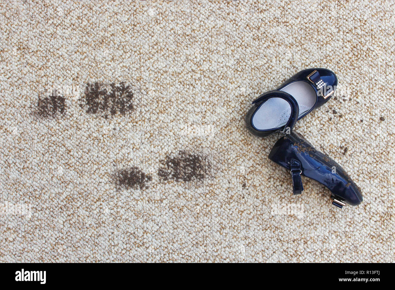 Dirty footprints carpet hi-res stock photography and images - Alamy