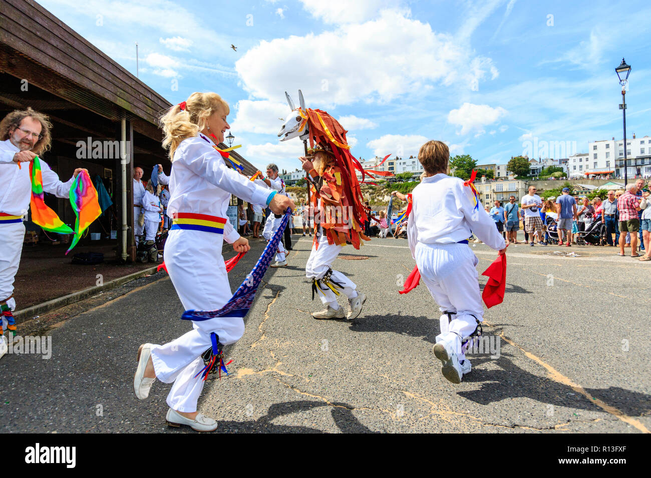 Broadstairs Folk week festival. Madcap Morris side dancing on the ...