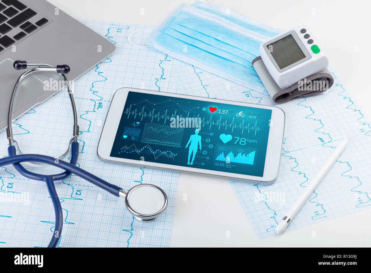 Live medical screening with medical application on tablet Stock Photo ...