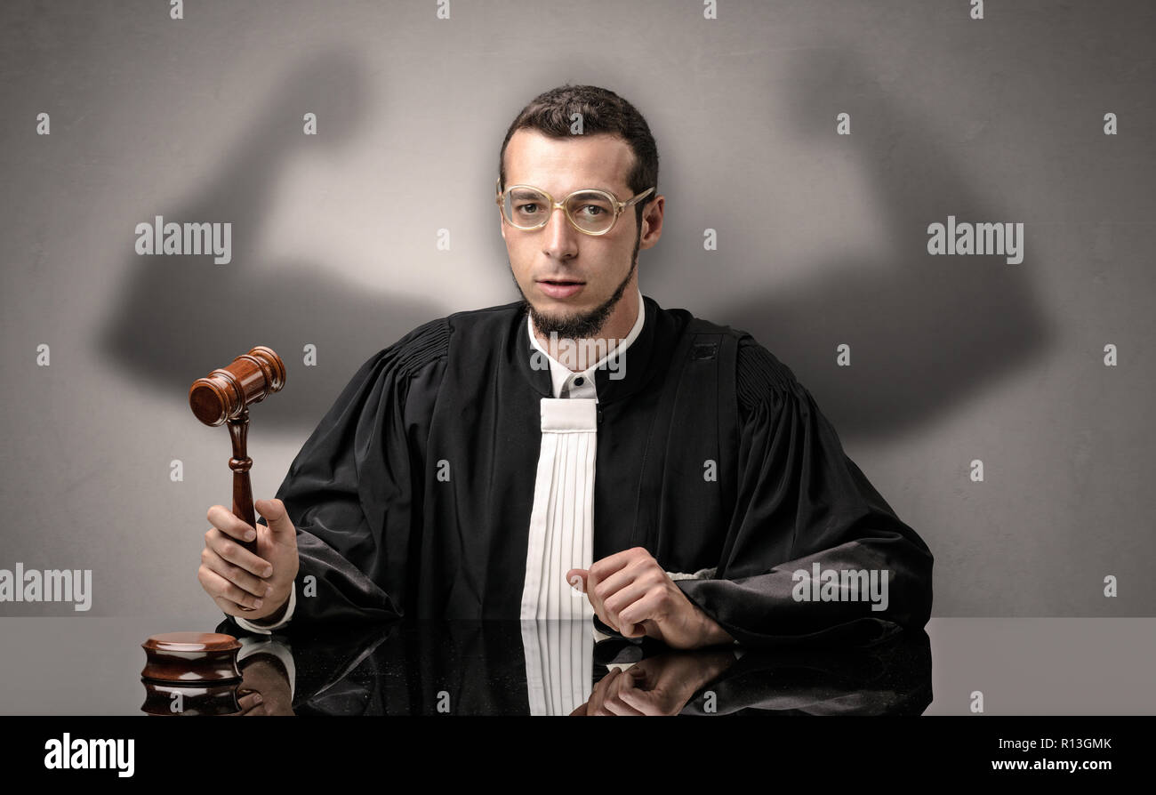 Young judge with brawny design on his back Stock Photo - Alamy