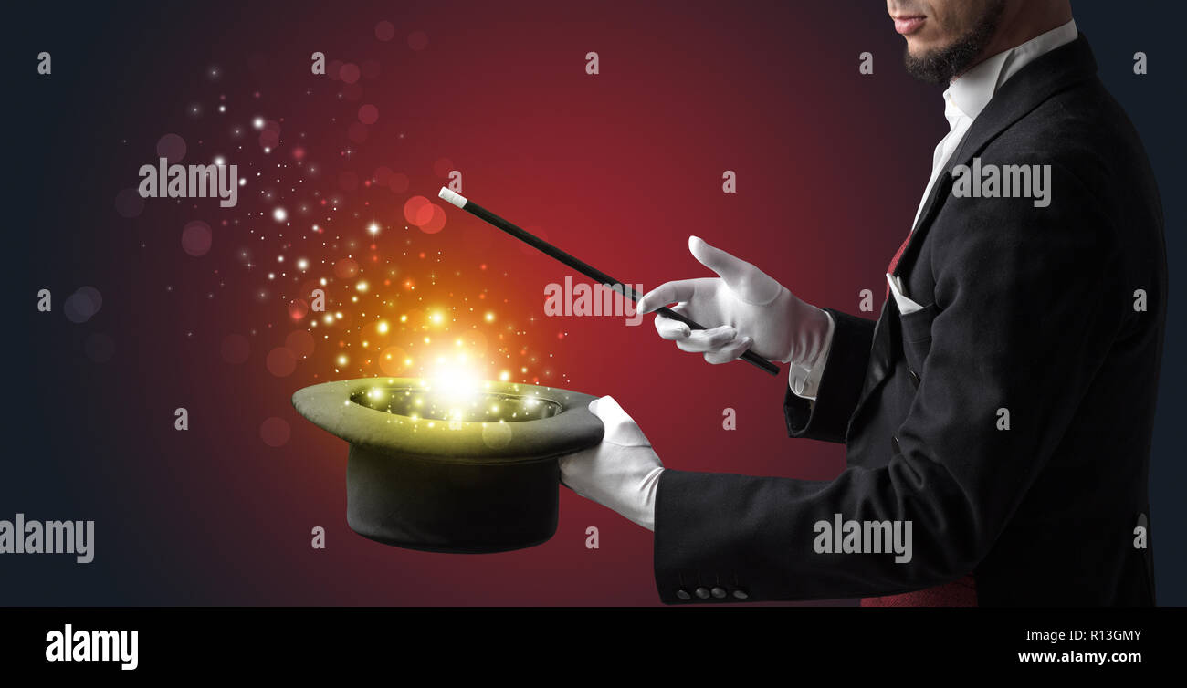 White glove hand conjuring something mysterious Stock Photo - Alamy