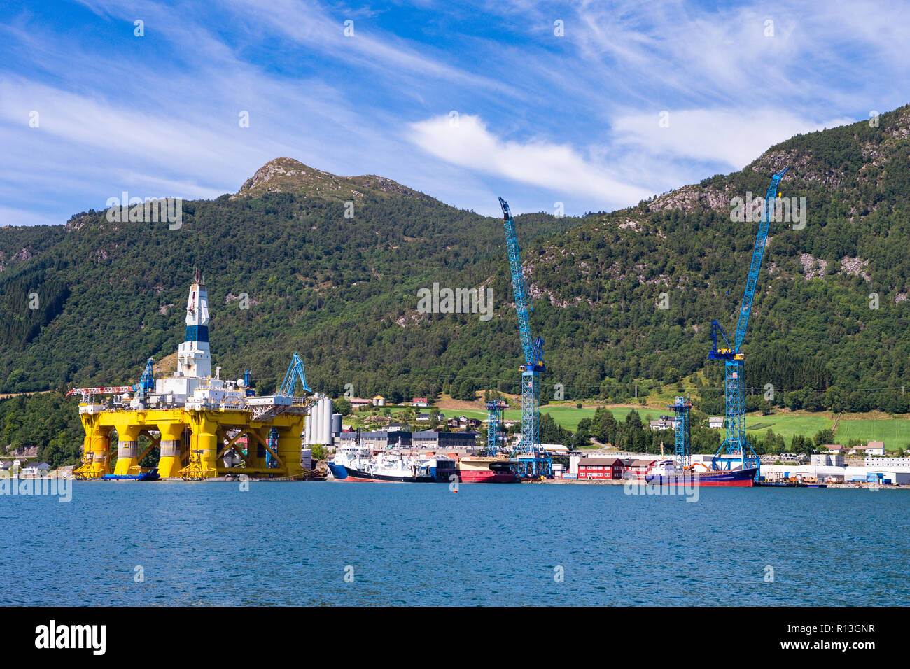 Oil rigs under maintenance near Olen, Norway Stock Photo - Alamy