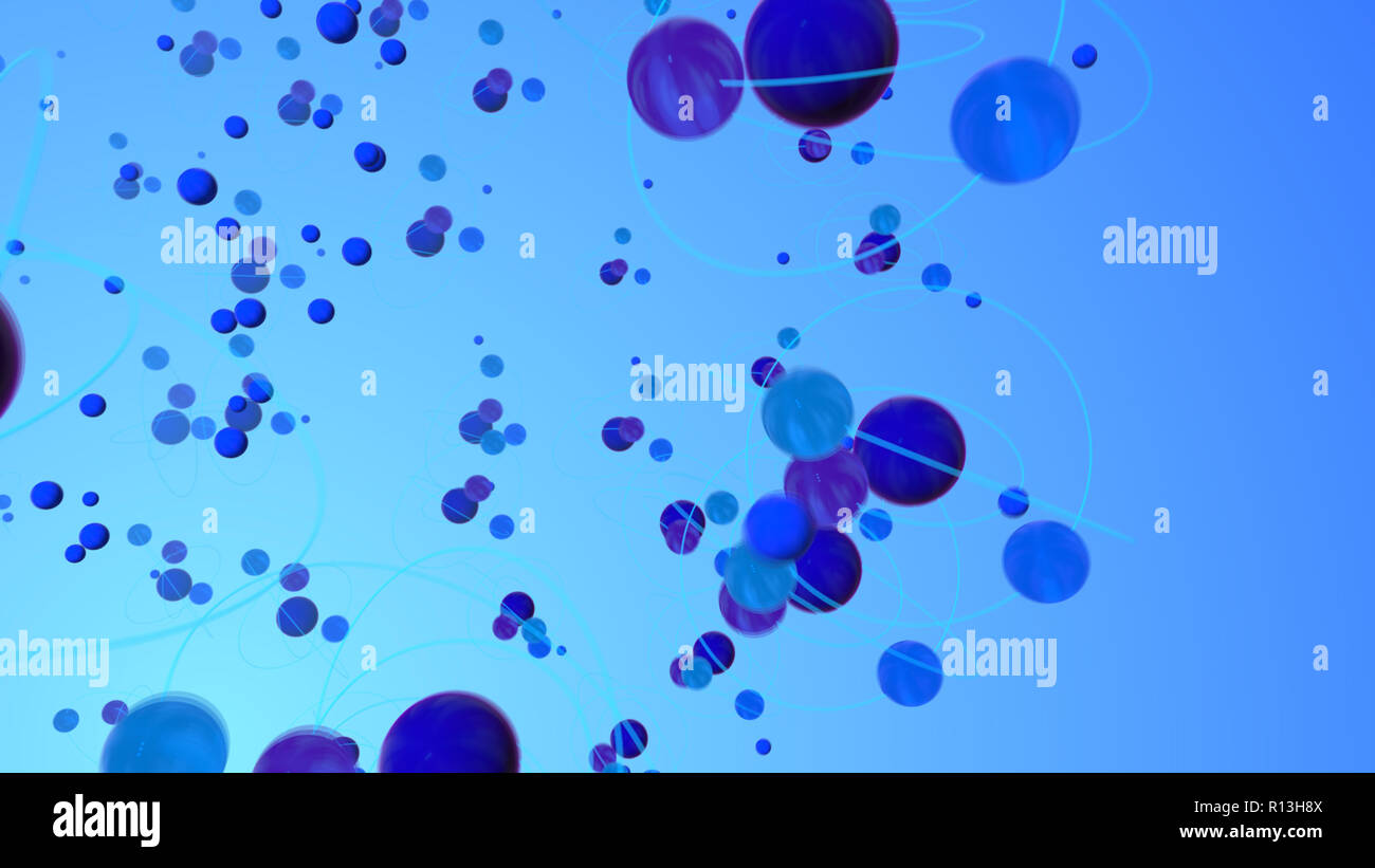 A gorgeous 3d illustration of dark violet atoms spinning around the ...