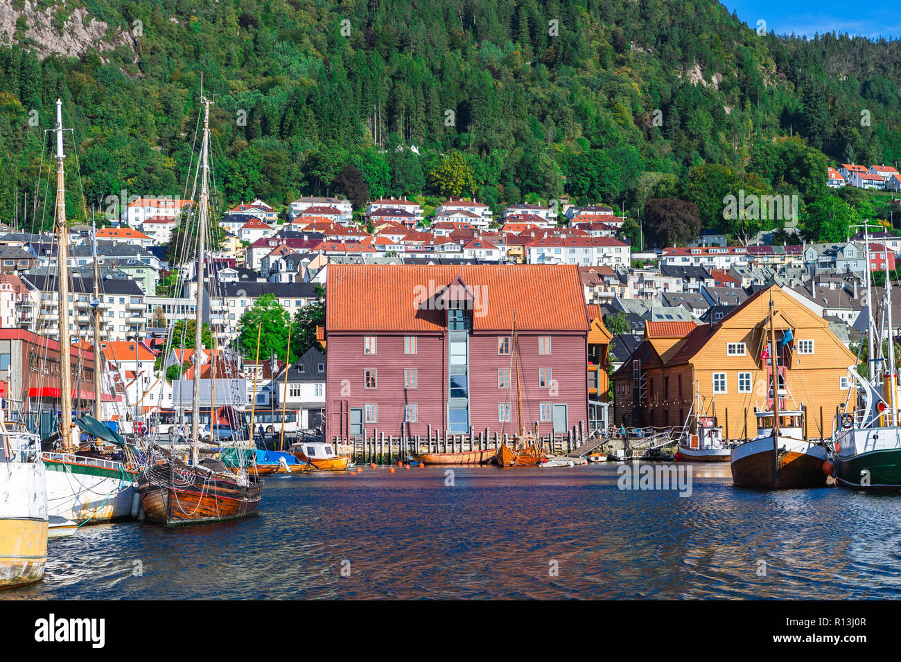 Bergen old town aerial view. Bergen, Norway Stock Photo - Alamy