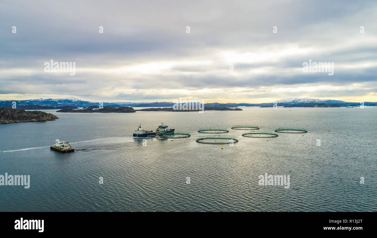 Fish farm in fjord hi-res stock photography and images - Alamy