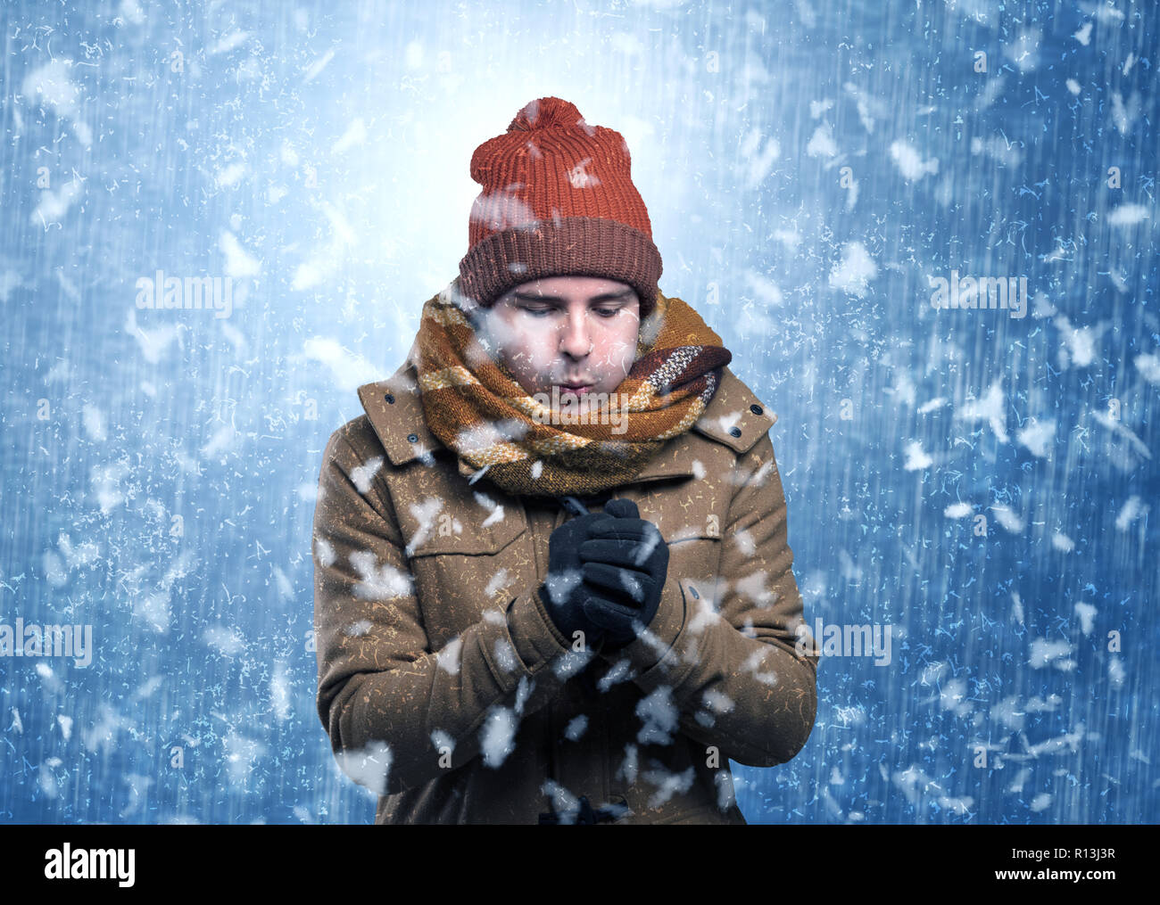 Boy shivering winter clothing hi-res stock photography and images - Alamy