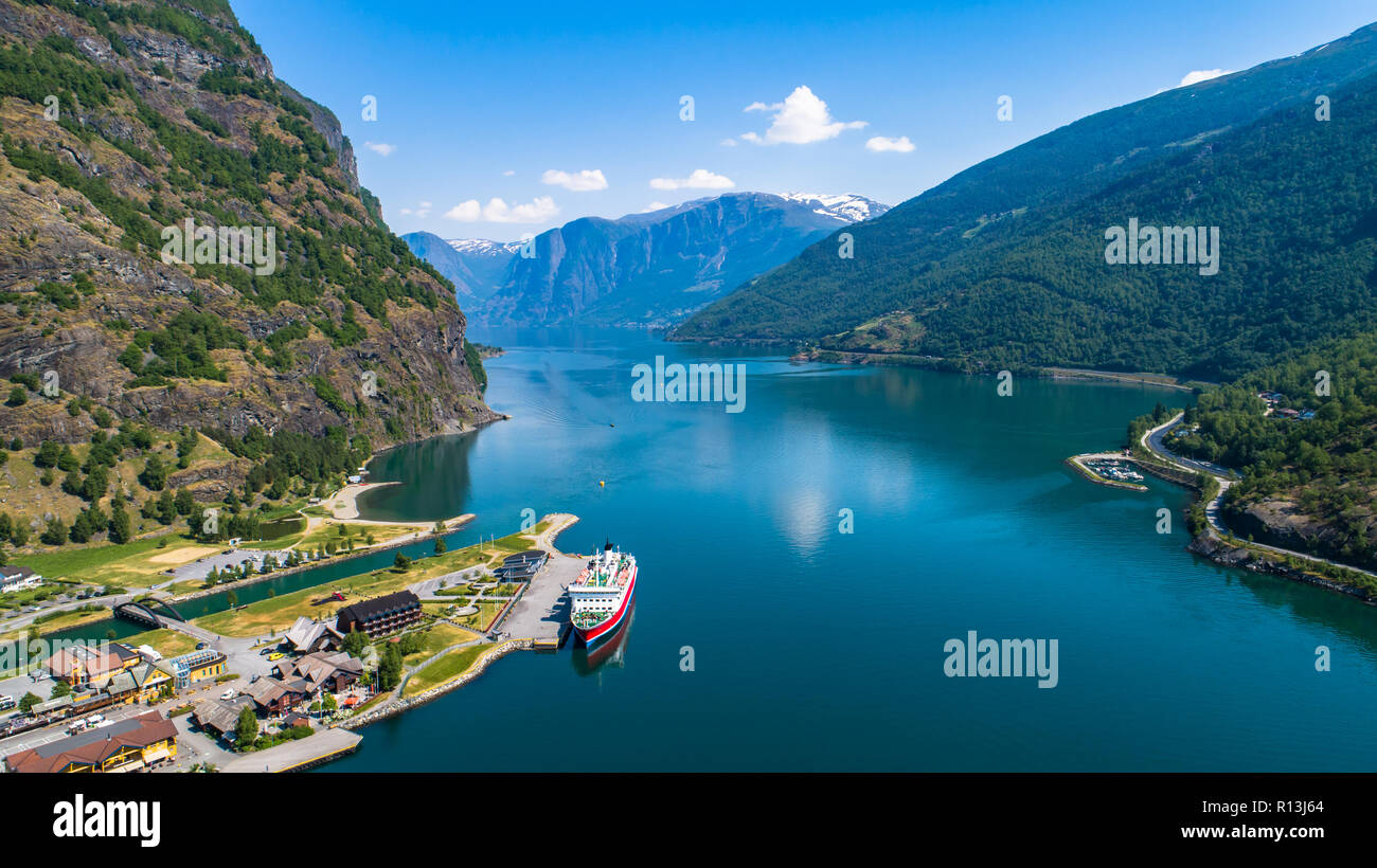 Aerial view of Flam village. Norway Stock Photo - Alamy