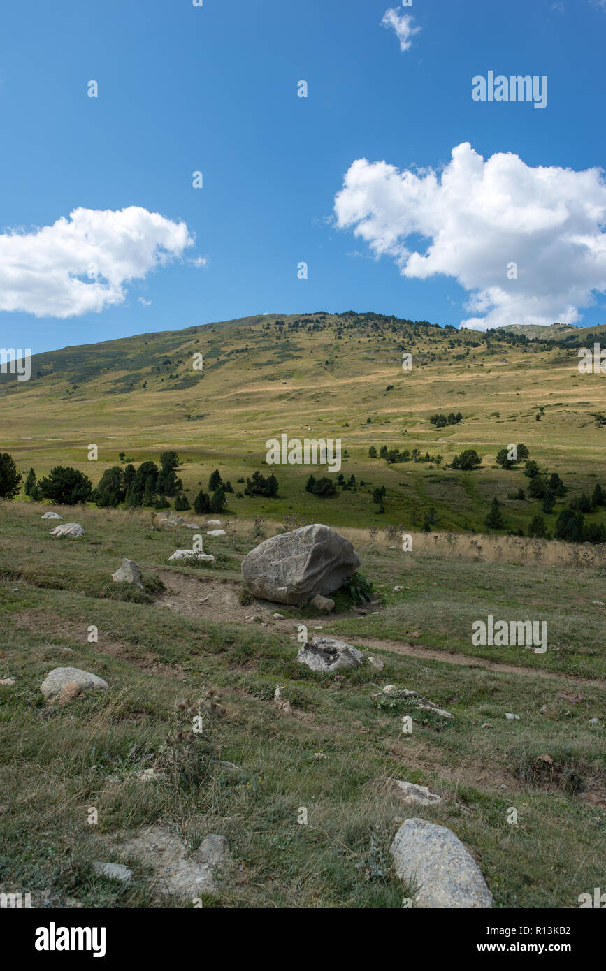 Mountains in the Pyrenees through the valley of Aran, Spain Stock Photo ...