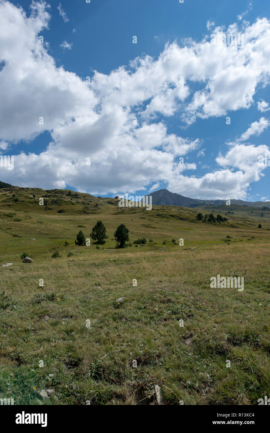 Mountains in the Pyrenees through the valley of Aran, Spain Stock Photo ...