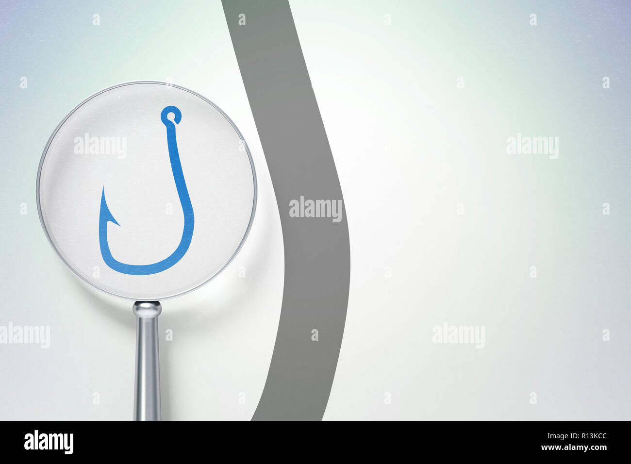 Privacy concept: Fishing Hook with optical glass on digital background ...
