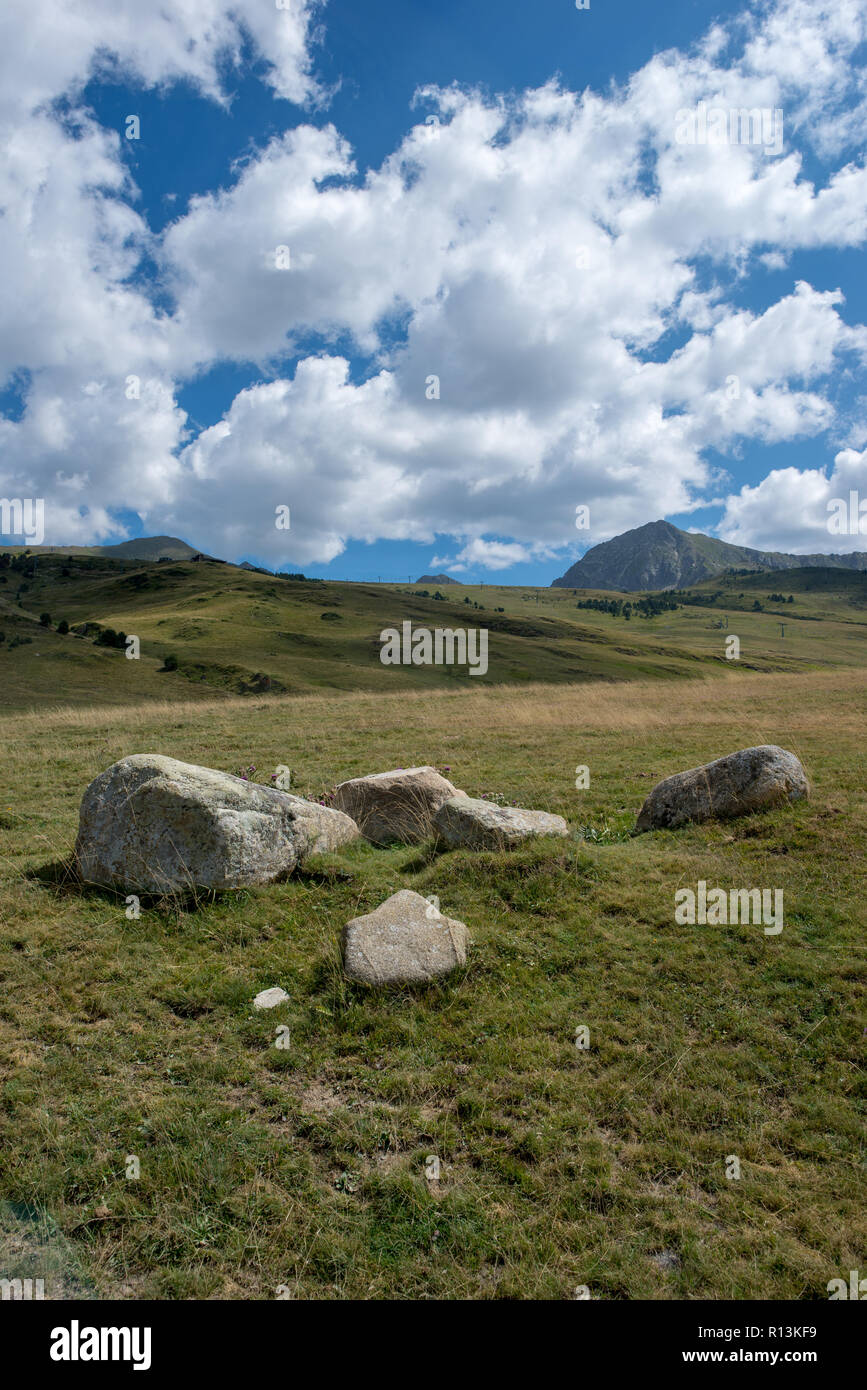 Mountains in the Pyrenees through the valley of Aran, Spain Stock Photo ...