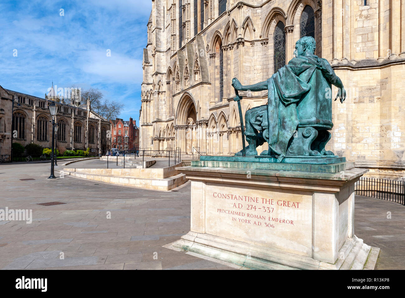 York, England - April 2018: Statue of Constantine The Great situated ...