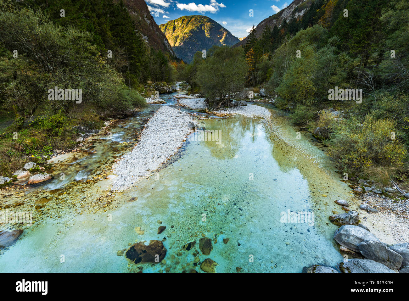 Clear turquoise water in Soca river,Slovenia Stock Photo - Alamy
