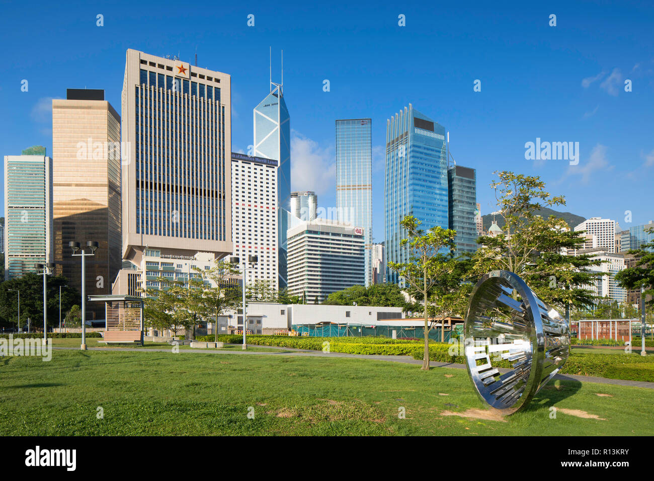 Tamar Park and skyline, Central, Hong Kong Island, Hong Kong Stock ...