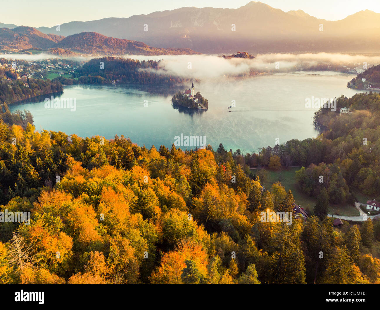 Drone bled lake hi-res stock photography and images - Alamy
