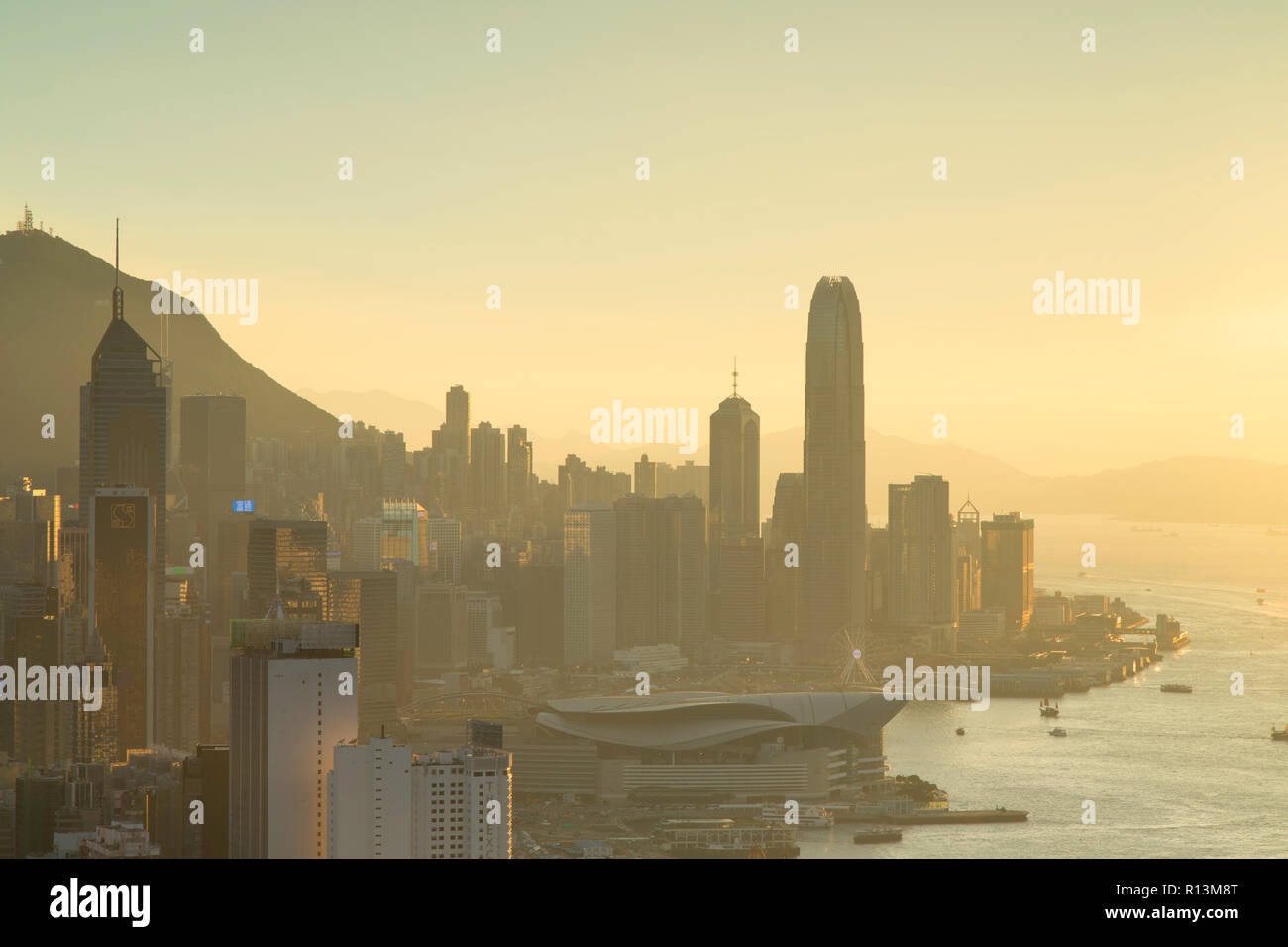 Skyline of Hong Kong Island at sunset, Hong Kong Stock Photo - Alamy