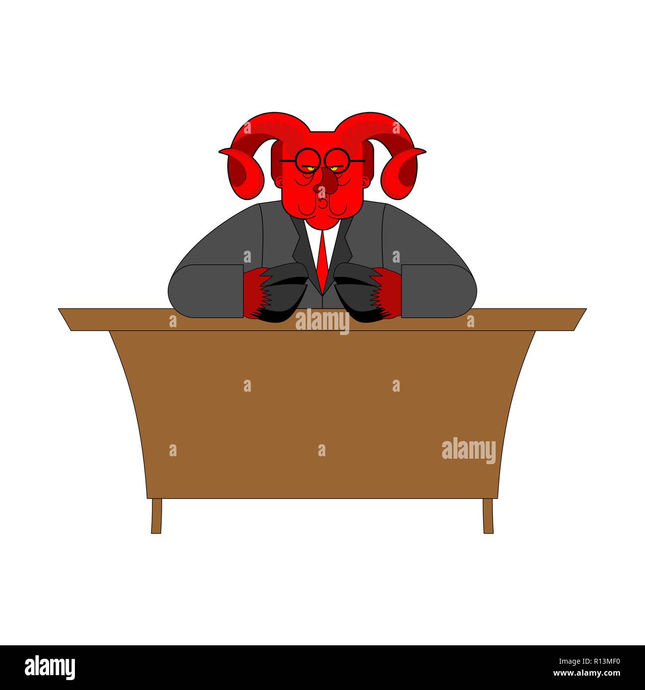 Boss devil in table. Demon businessman. Satan Chief. Angry Lucifer ...