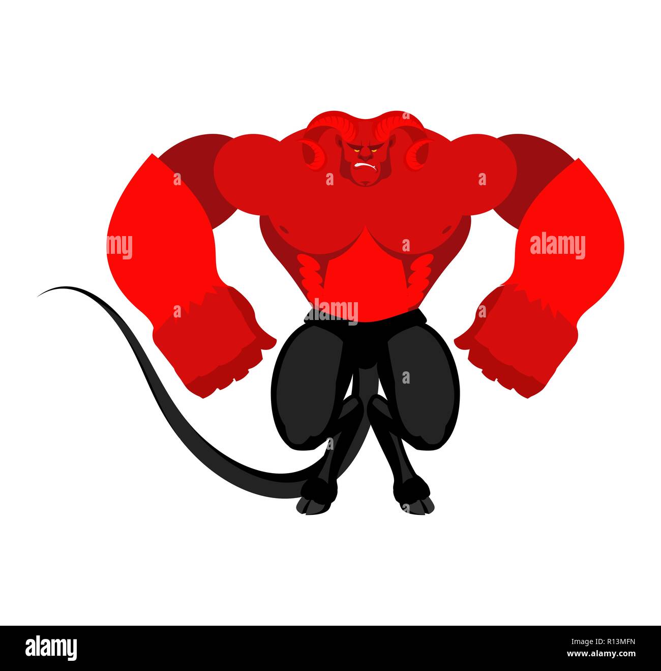 Demon Strong red. Powerful devil. Big satan. Angry Lucifer Stock Vector ...