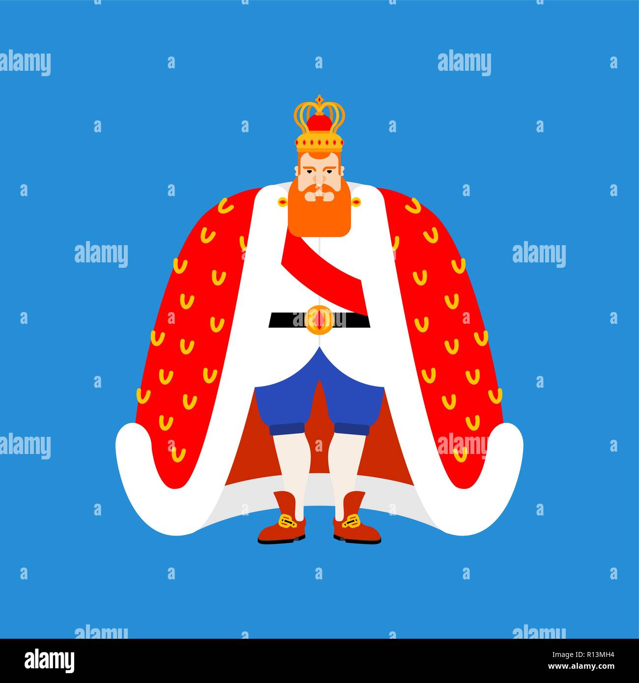 King isolated. Royal persona. Mantle and crown. Monarch Cartoon Hero ...
