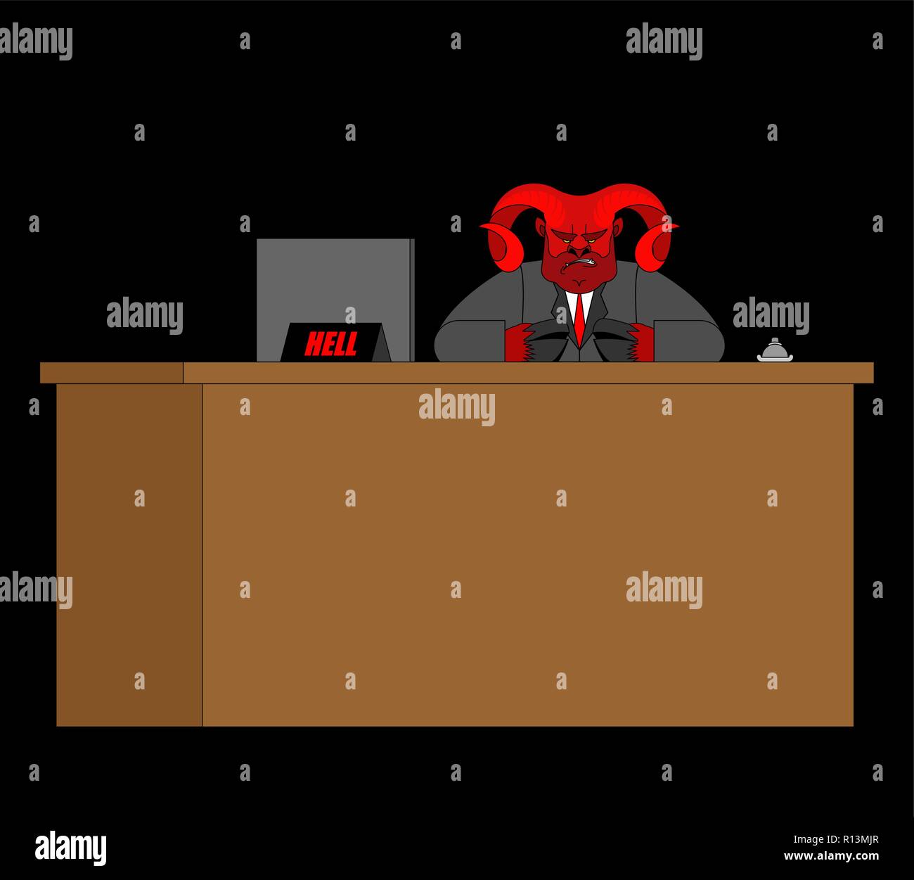 Reception Devil and rack. Acceptance of guests in Hell. Sinners ...