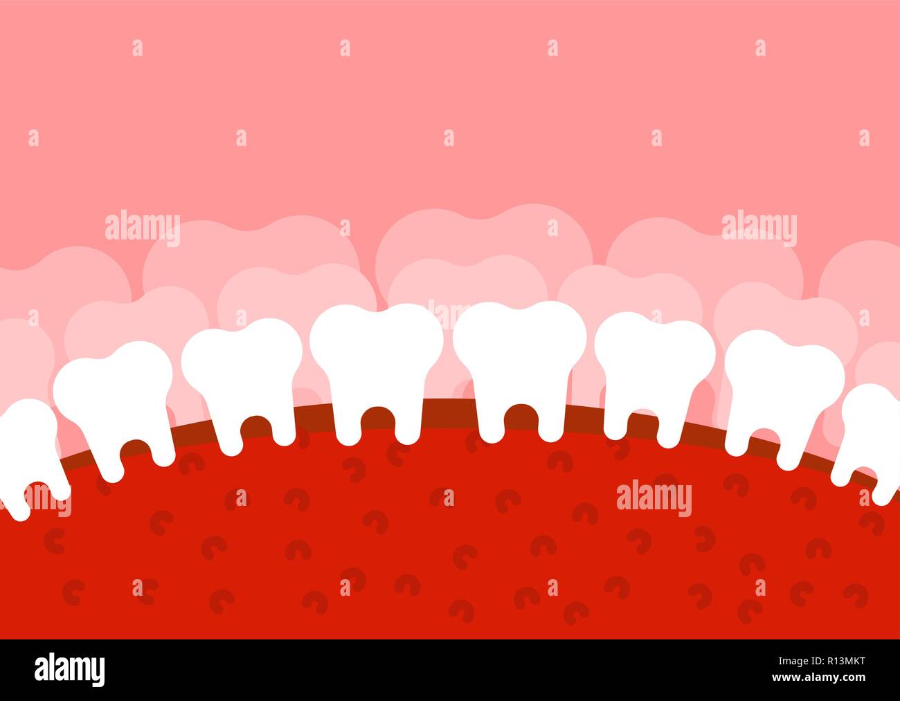 Dental landscape. Teeth and tongue. Mouth and tooth. Fantastic terrain ...