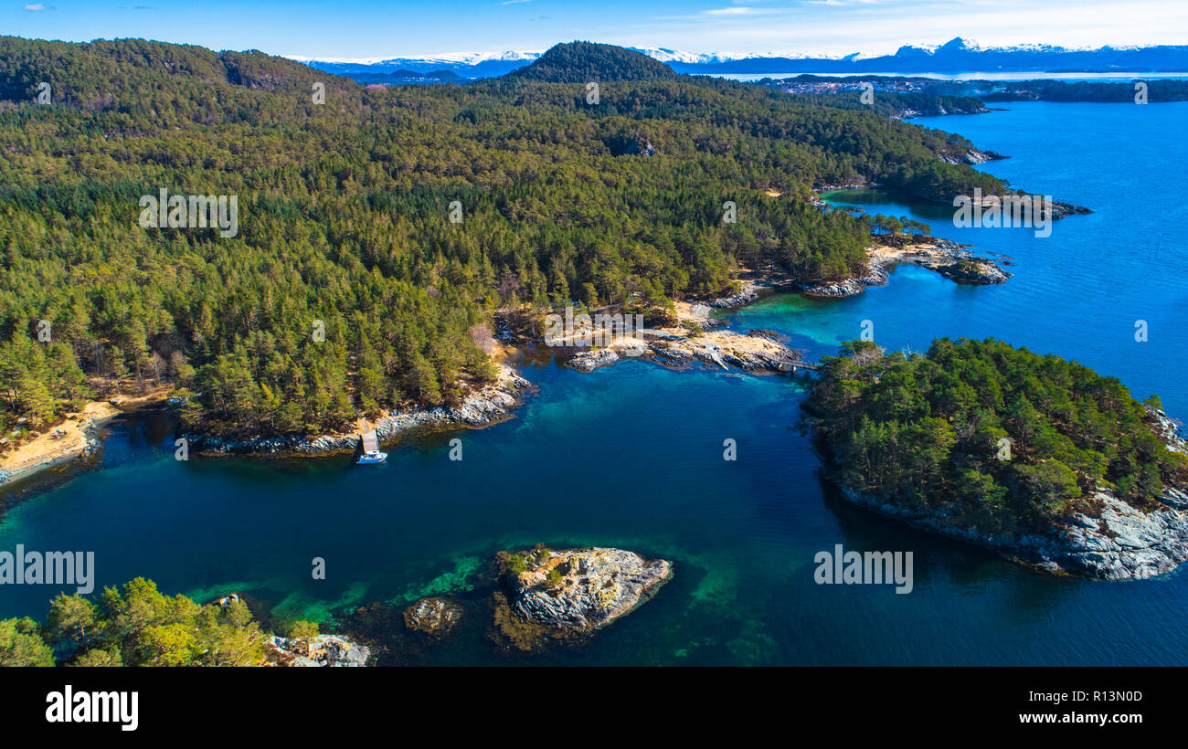 Aerial fjord view near Os village. Bergen, Norway Stock Photo - Alamy