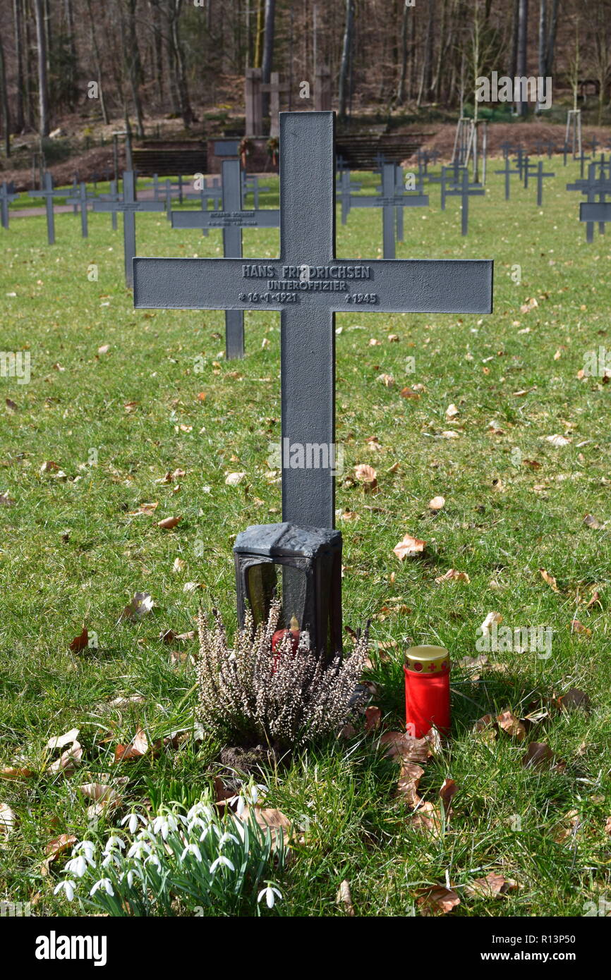 A grave marker 1940 from a German soldier Hans Friedrichsen and his ...