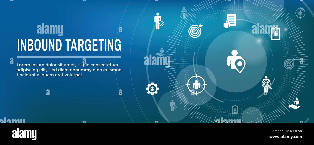 Digital Inbound Marketing & Targeting Web Banner with Vector Icon Set ...