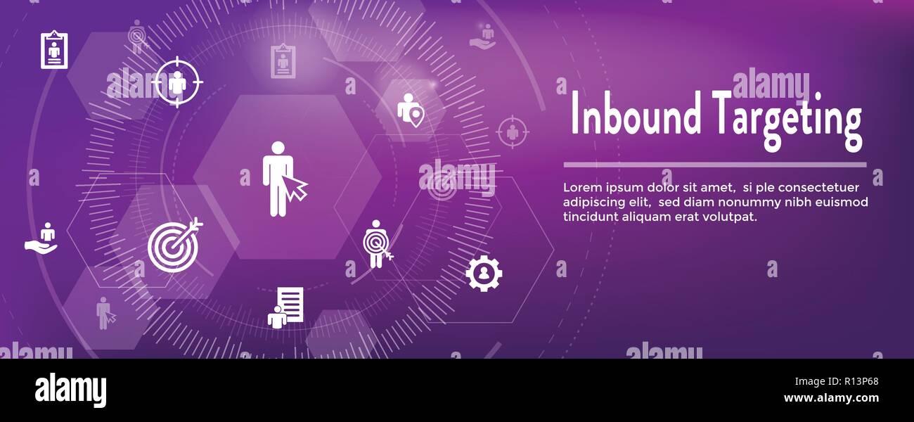 Digital Inbound Marketing & Targeting Web Banner with Vector Icon Set ...